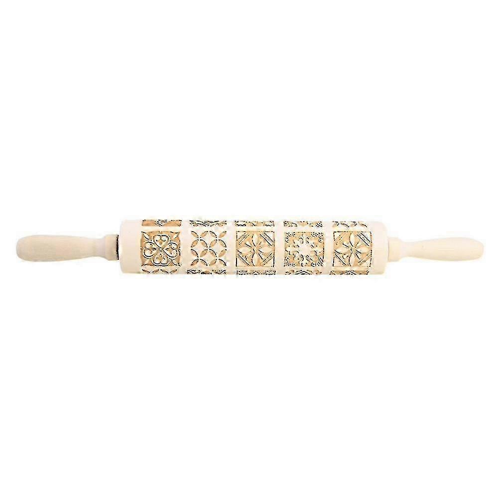 Christmas Engraved Rolling Pin Wooden Embossing Rolling Dough Roller 20 ...
