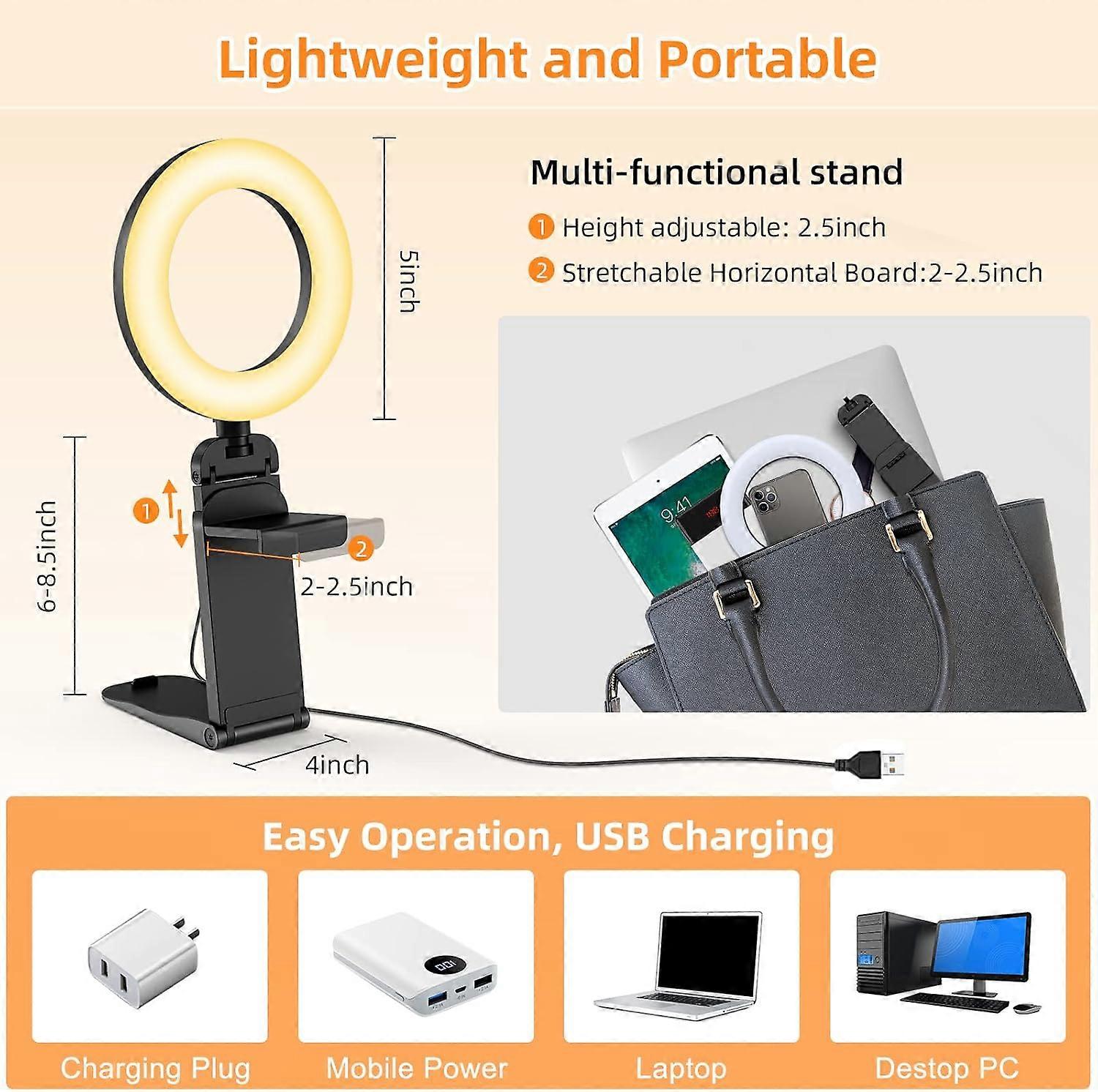 5\" Desk Ring Light with Stand, LED Ring Light for Laptop Screen, Video ...