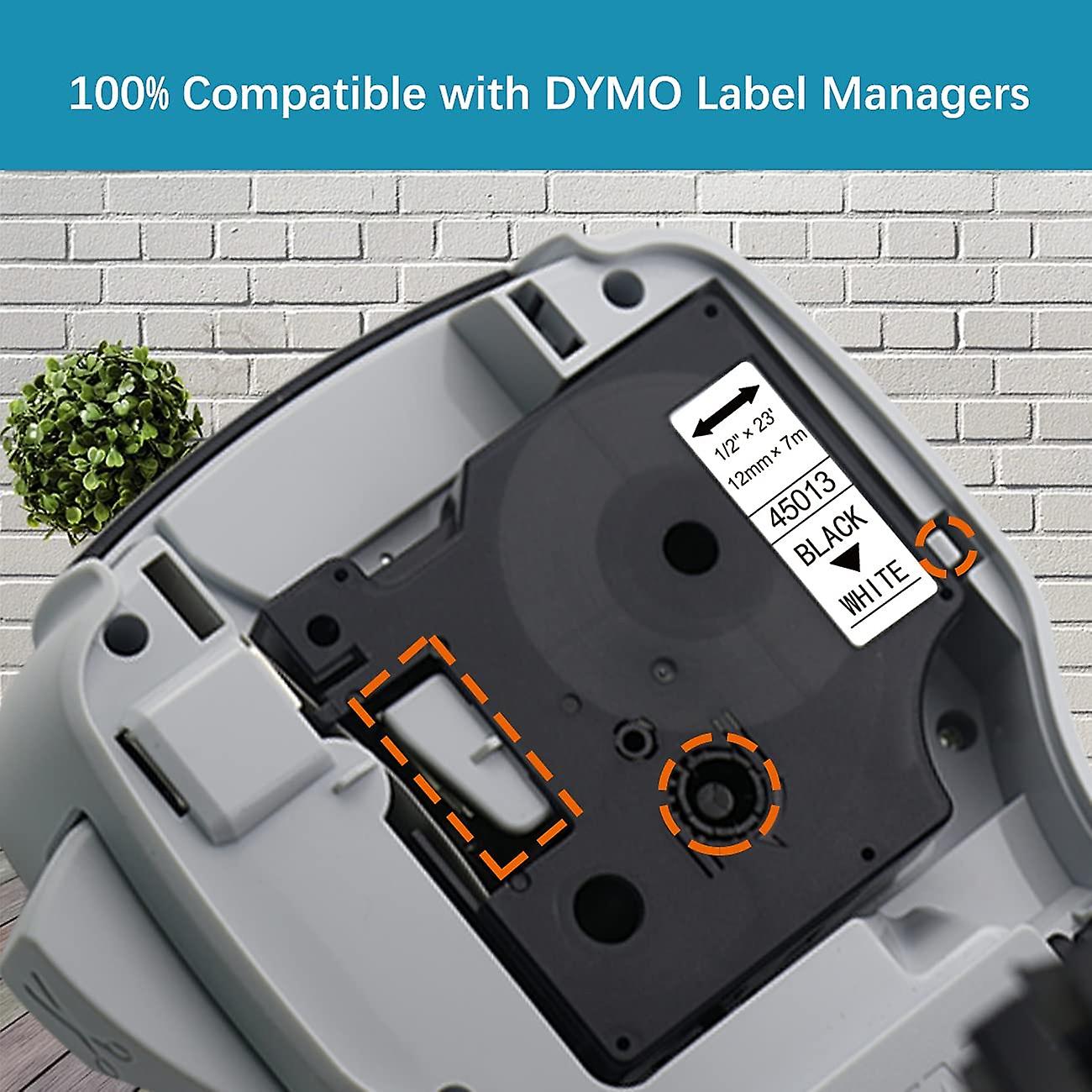 Label Tape Replacement Refill Black On White 1/2 Inch X 23 Feet ...