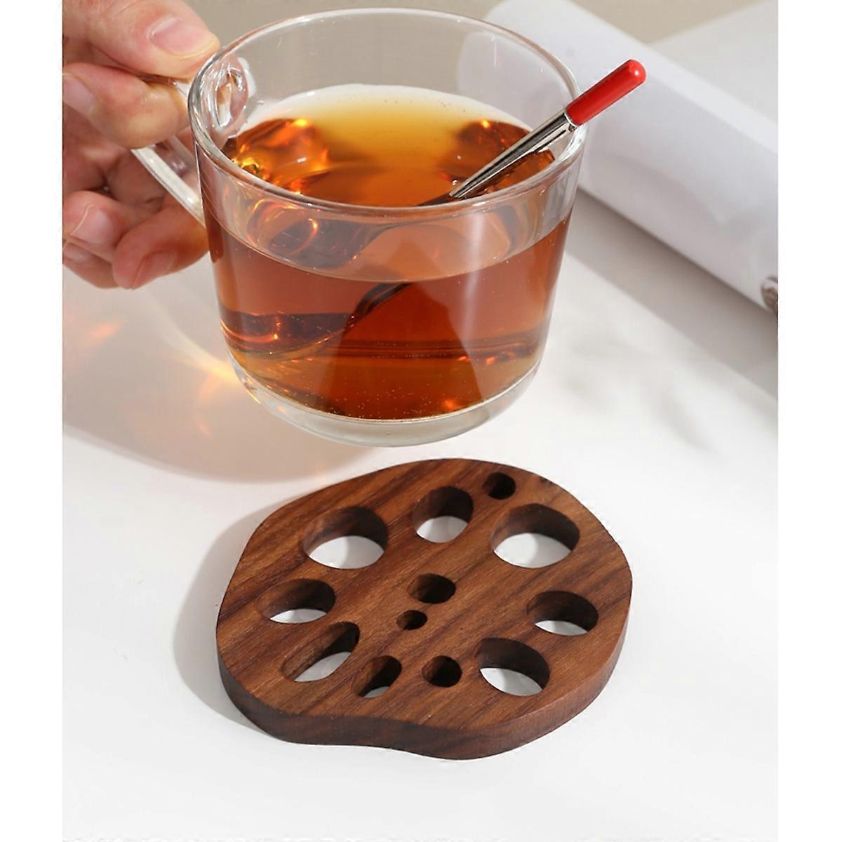 Lotus Root Slices Solid Wood Coaster Mark Insulation Pad Anti Scalding ...
