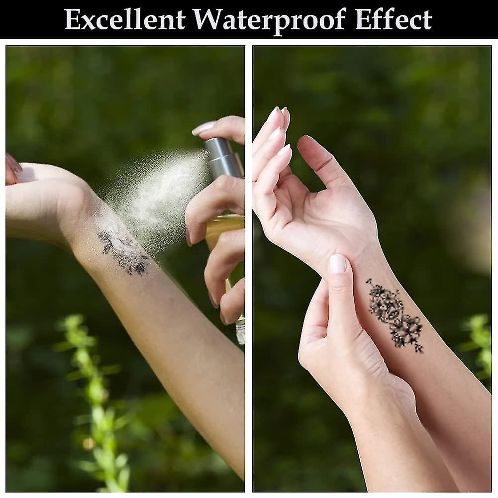 30pcs Temporary Tattoos,waterproof Temporary Tattoos,women Temporary Tattoos,black Sketch Flower ...