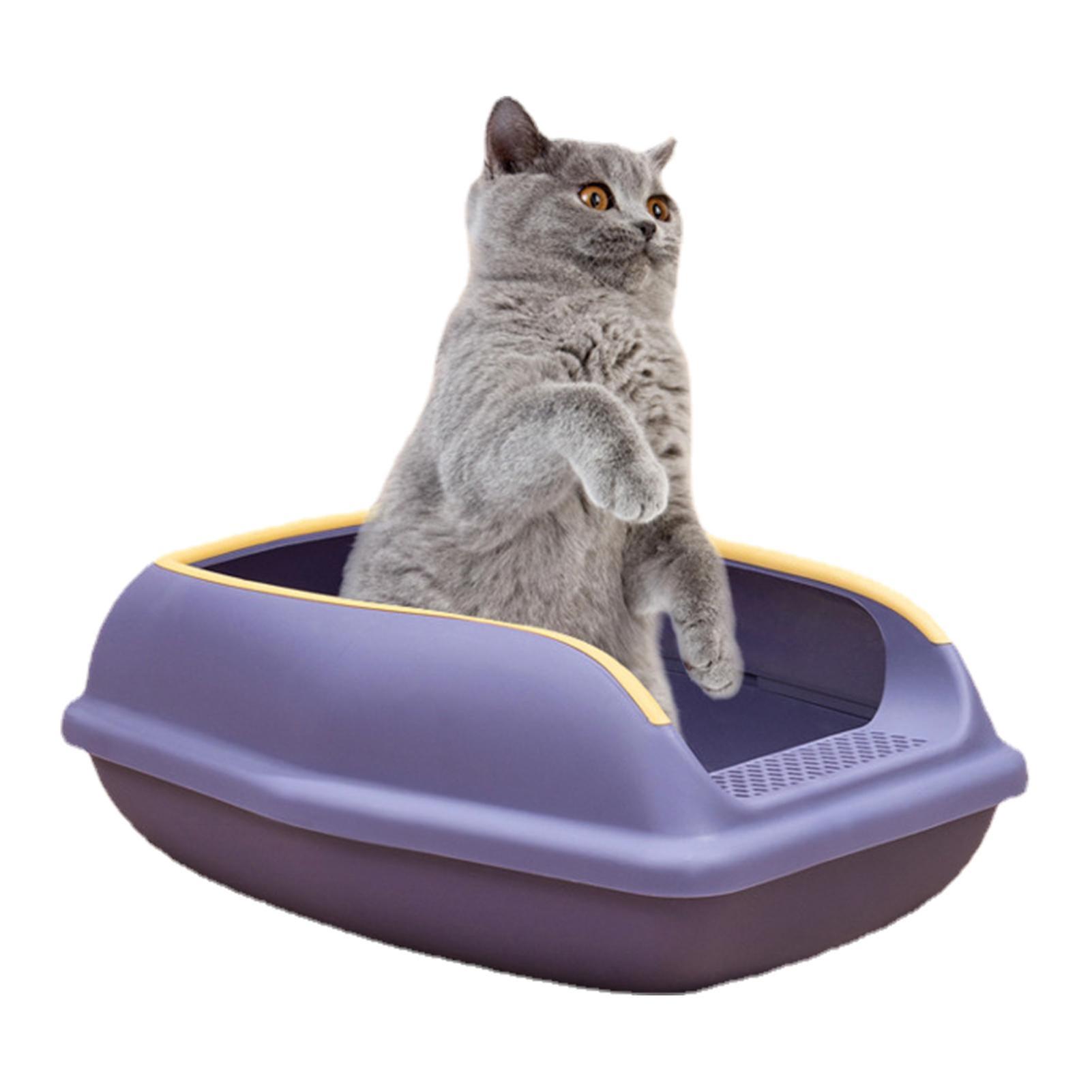 Cat Litter Box | Semi Enclosed Litter Box With High Sides | Movable ...