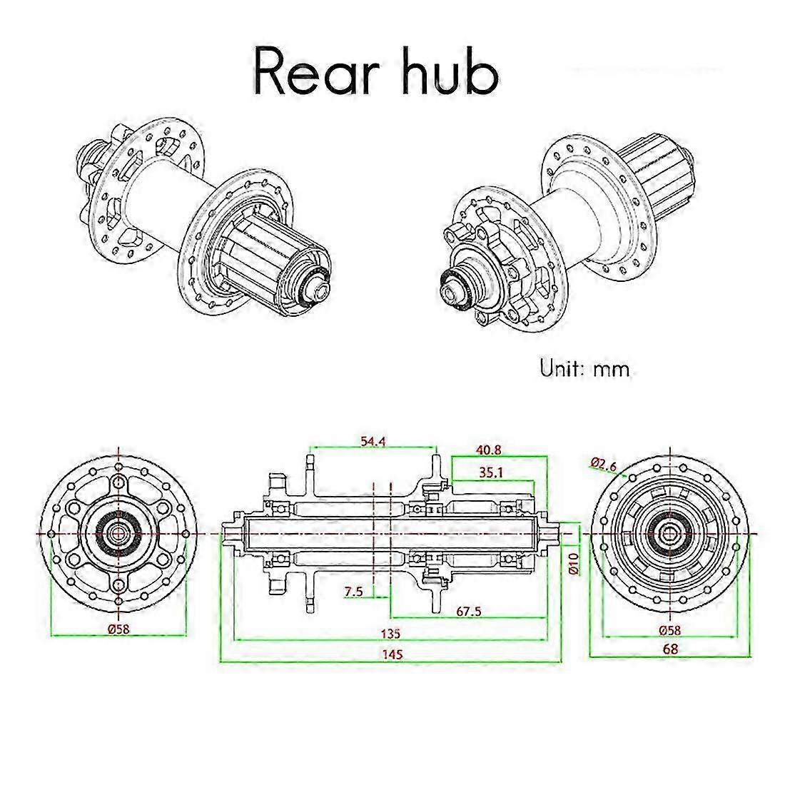 Bike Hub Set 32 Holes 7/8/9/10 Speed Mountain Bike Hub Front Rear Disc ...