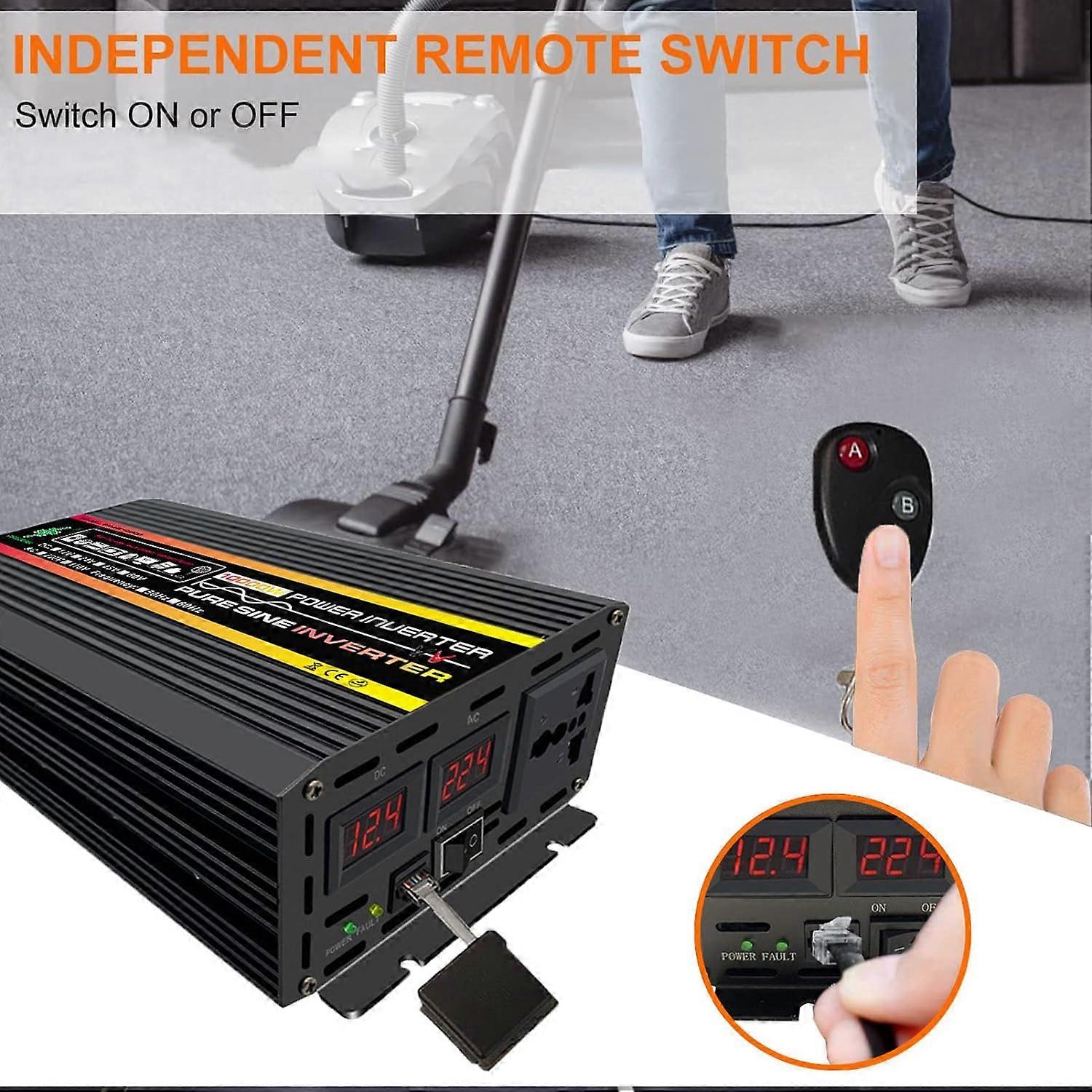 1500W 2000W ren sinusvåg växelriktare 12V 24V DC till 120V 220V AC 60HZ ...