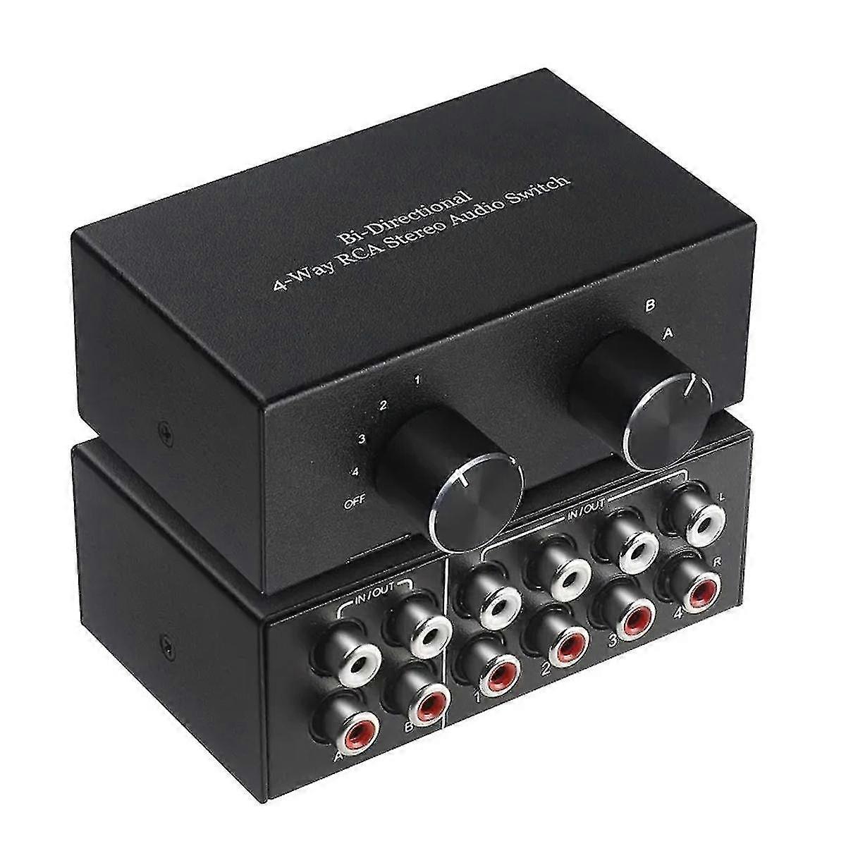 4 Way Bi-directional Audio Switch 2 In 4 Out Or 4 In 2 Out L/r Sound ...