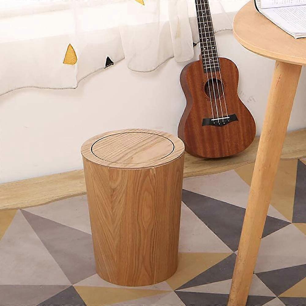 Wooden Trash Can with Swing Lid, Round Kitchen Trash Can, Japanese ...