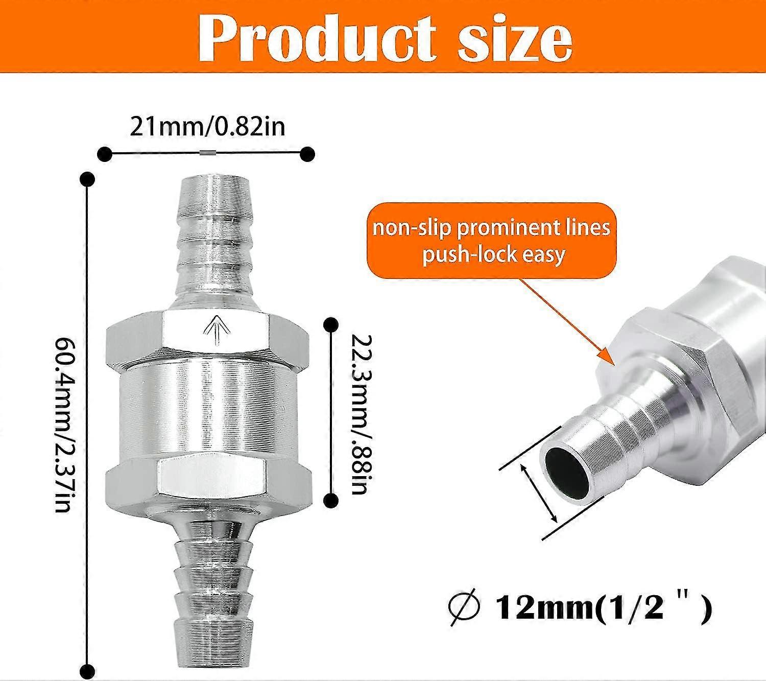 3pcs 5/16" 8mm Non-return One Way Check Valvealuminium Alloy Fuel Hose ...