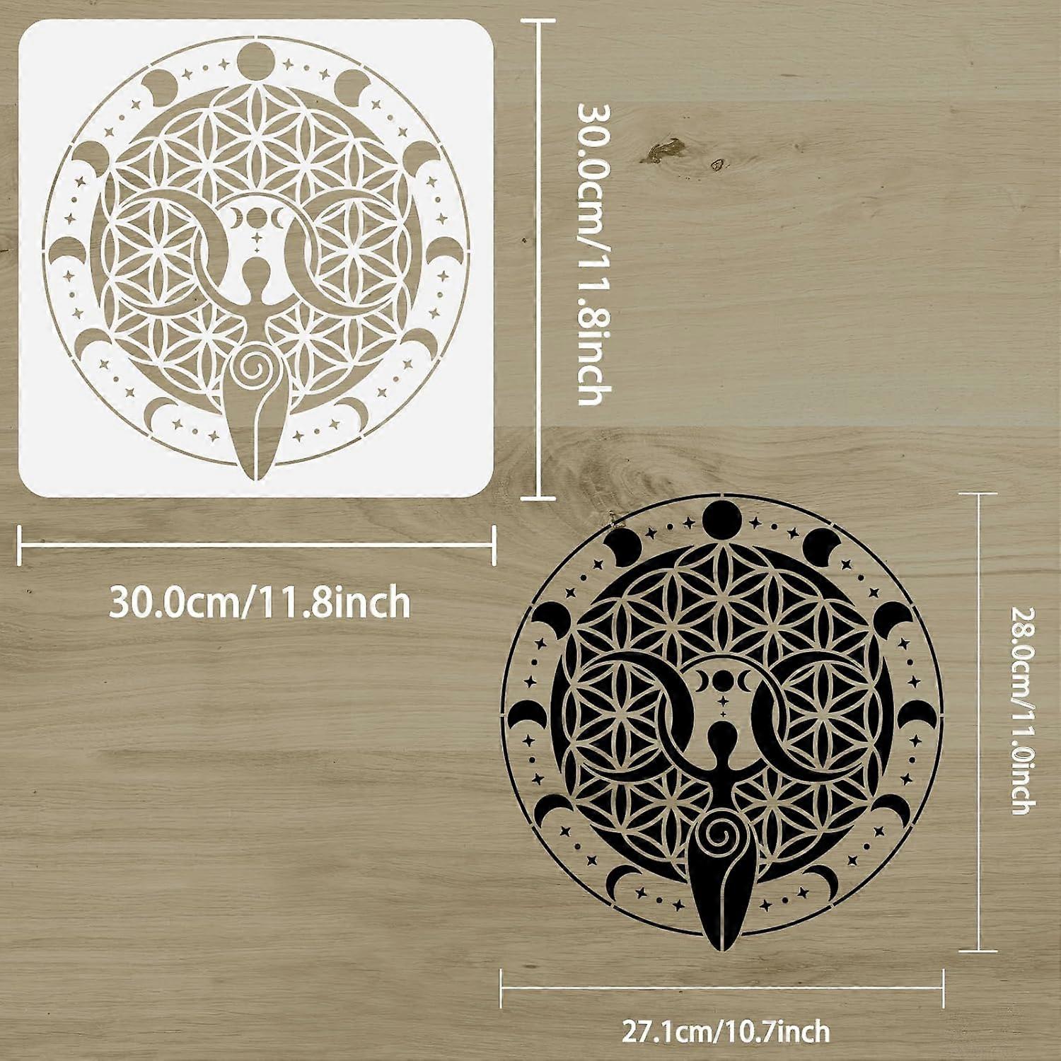 Flower of Life Painting Stencil 11.8x11.8inch Large Moon Phases Drawing ...