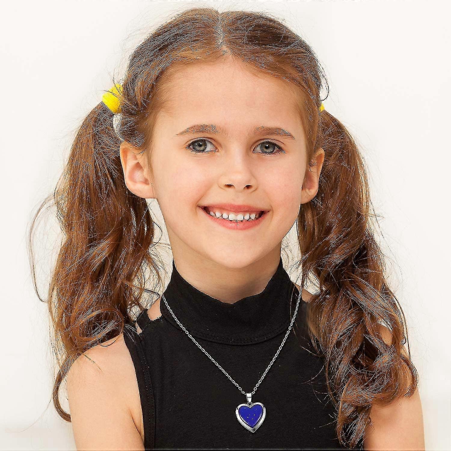 Heart Mood Locket Necklace For Kid ,girls Stainless Steel Temperature ...
