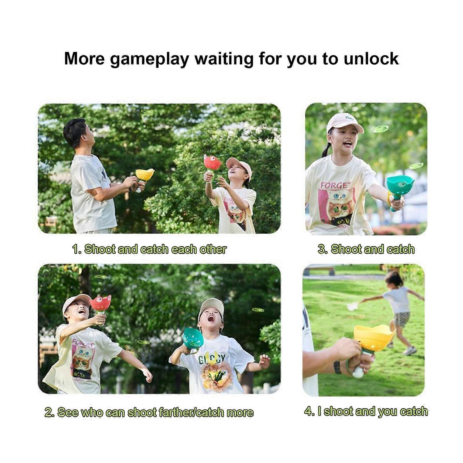 2PCS Manual Capture Game With 12 Discs, Flying Disc Launcher Toy,50% ...