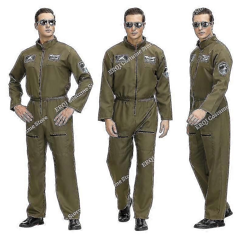 Pilot Costume Men Women Fighter Pilot Costume Adult Plus Size Top Gun ...