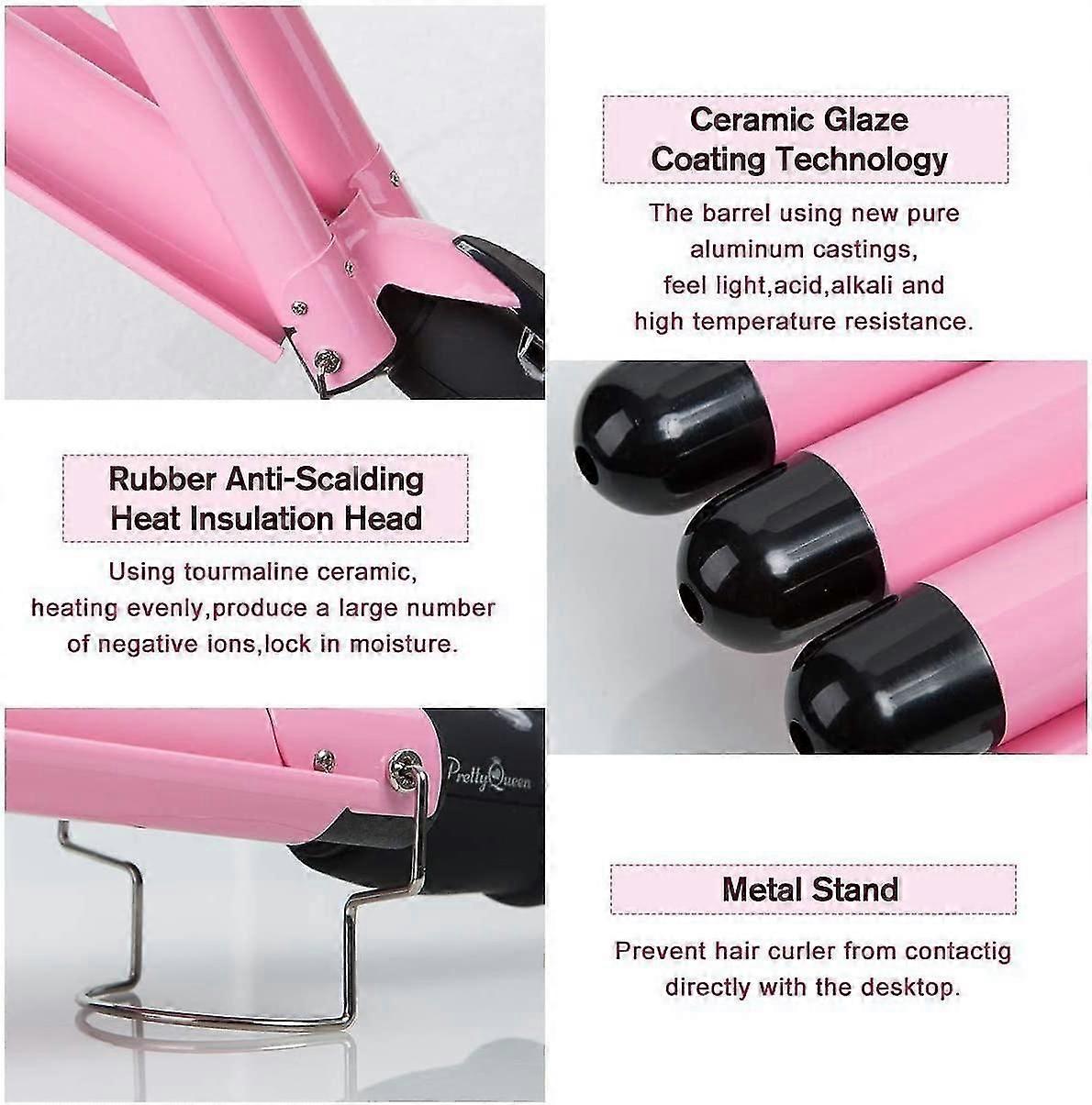 3 Barrel Curling Iron 25mm, 1-inch Crimper Hair Iron Temperature ...