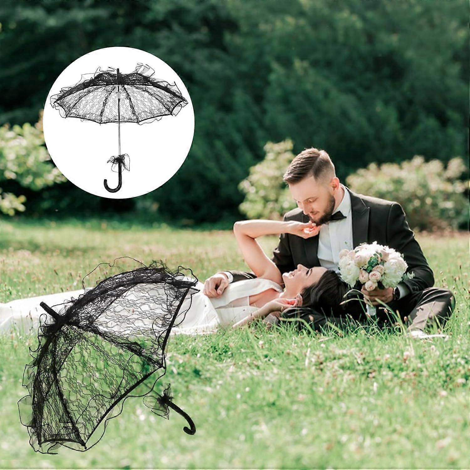 Black Lace Parasol, Elegant Gothic Wedding Umbrella | Fruugo UK