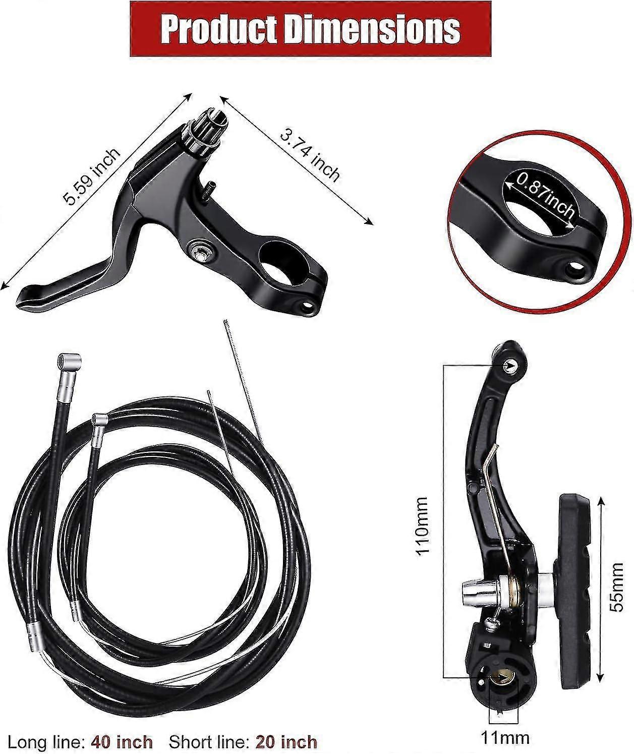 Complete MTB/Hybrid Bike Brake Set - Black Front & Rear Brakes with ...