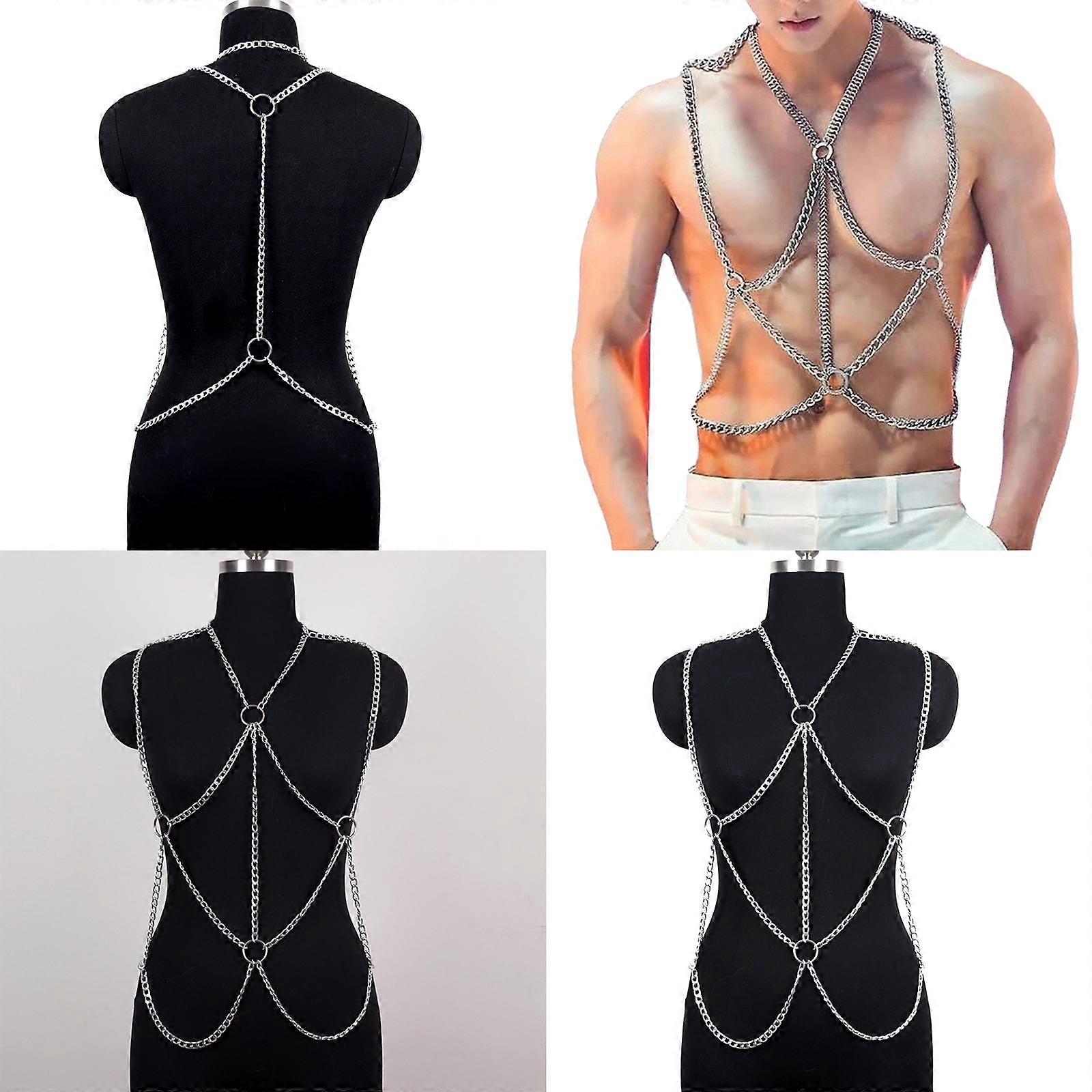 Men Body Chest Chain Sexy Body Chain Harness, Multilayered Body Chain ...