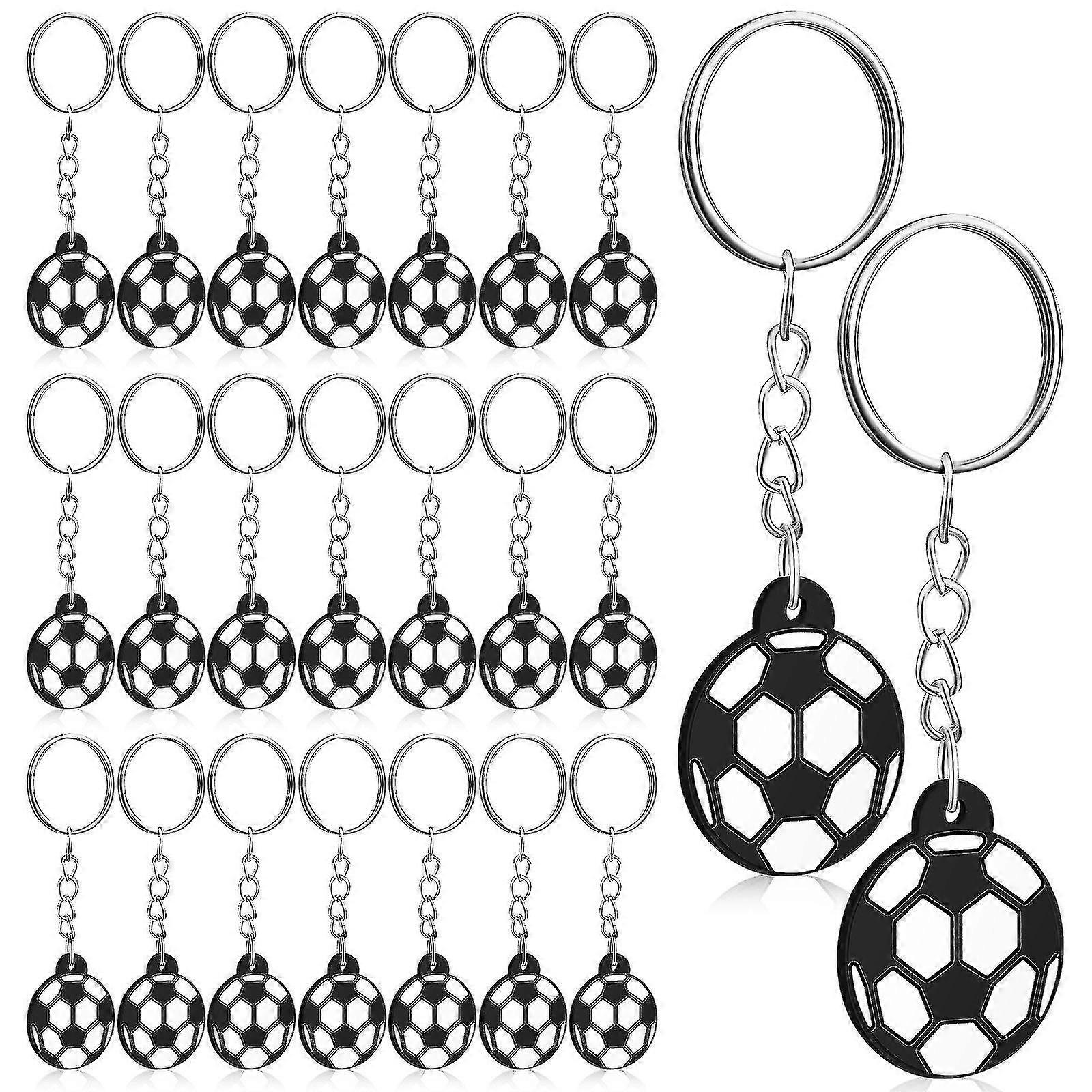 24 Pcs Football Keychains Keyrings with Soccer Pendants Party Favors ...