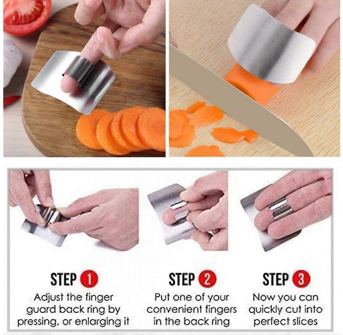 4 Pack Finger Guards for Safe to Slice Vegetables Fruit Stainless Steel ...