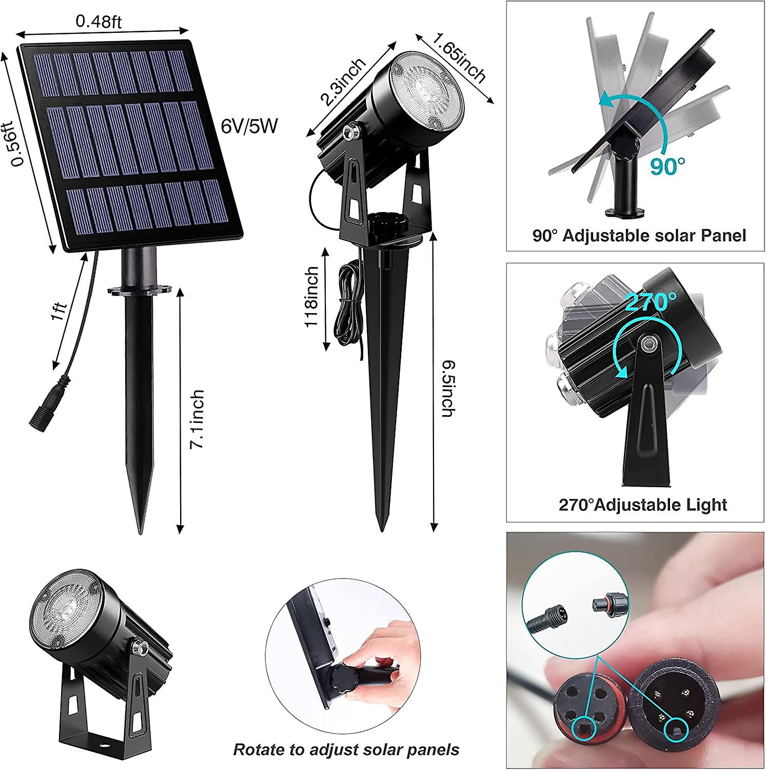 LED Solar Spotlight Colors Solar Light Outdoor Waterproof RGB Solar ...