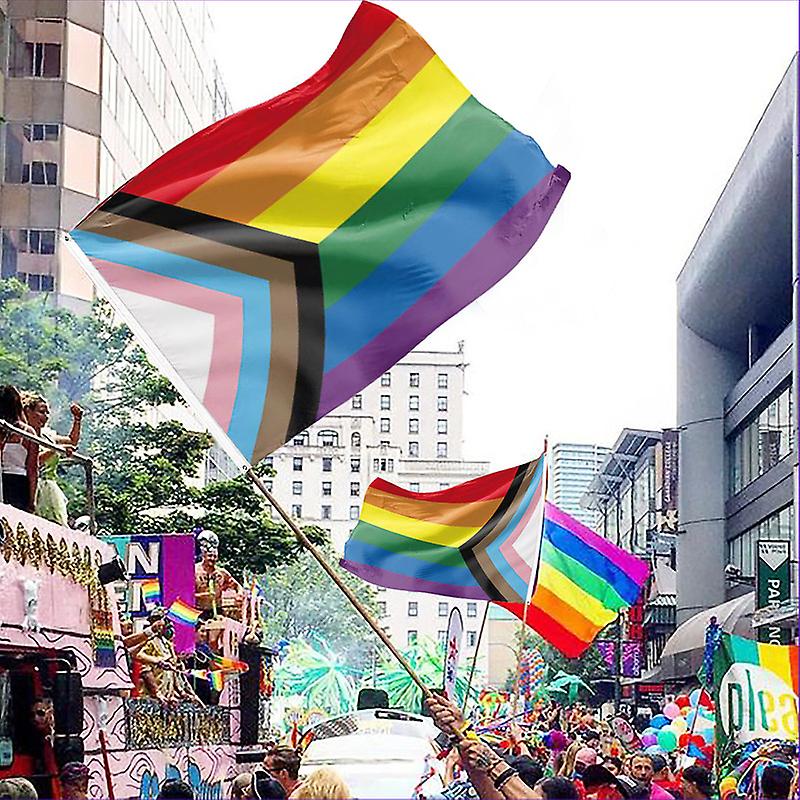 Progress Pride Rainbow Flag 3x5 ft- LGBT Community Gay Pride Flags ...