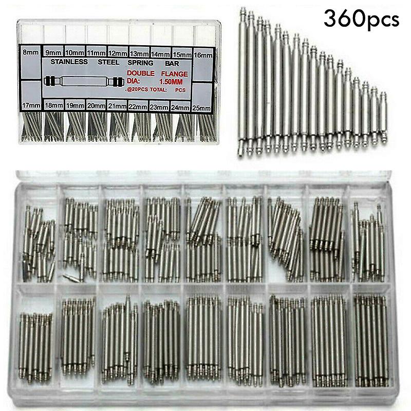 360pcs Watch Pins Spring BARS Band Strap Link 8-25mm Repair Kit ...