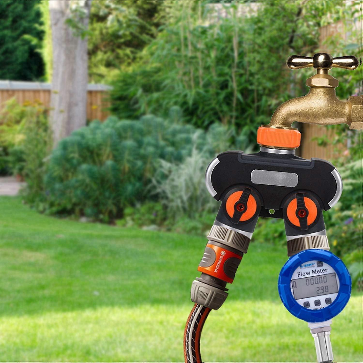 2-way distributor, garden hose pipe splitter, 3/4" and 1/2" water ...