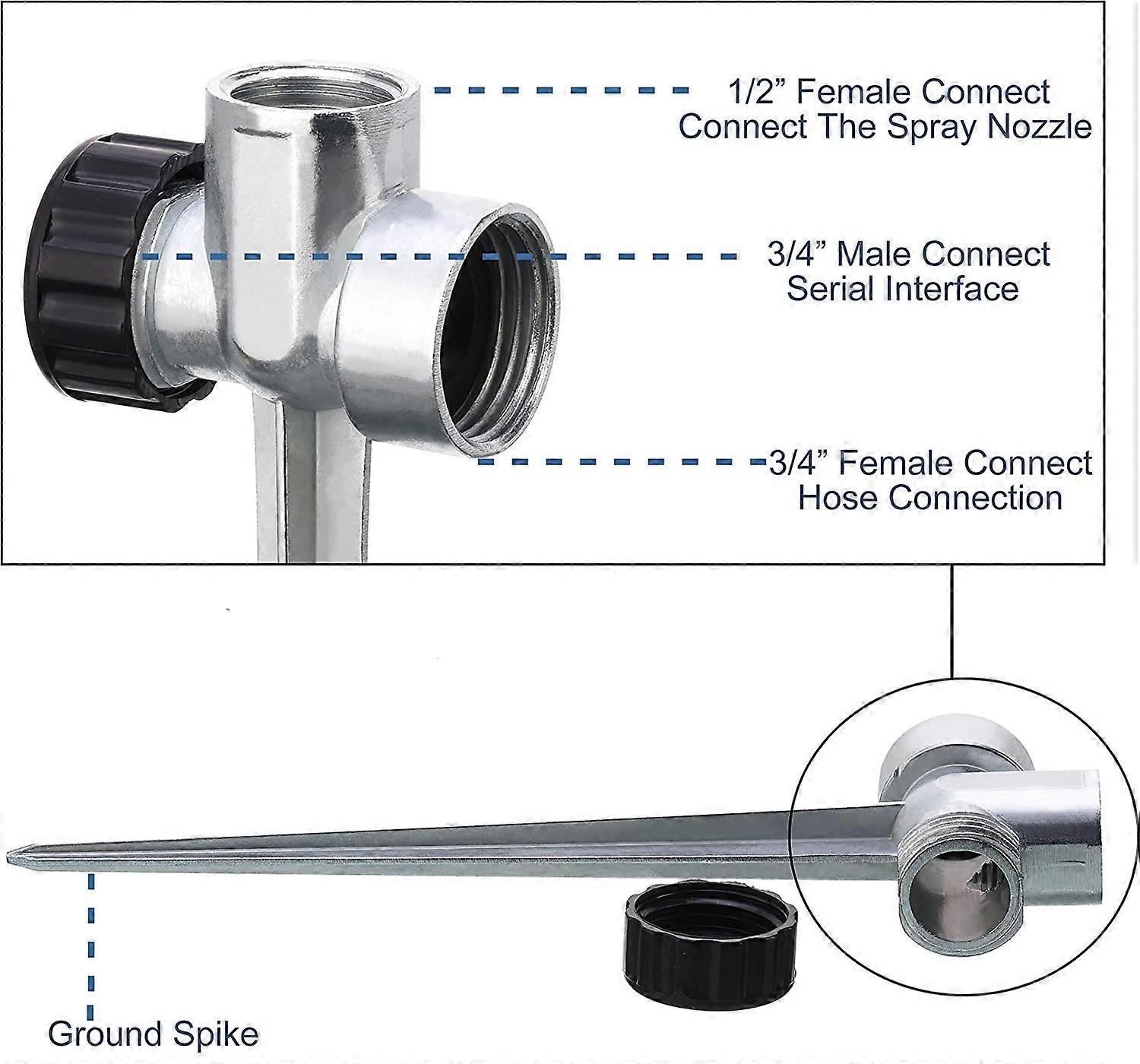 Sprinkler Spike Base, 1/2 Inch Pipe Thread, Zinc Flow Thru Lawn ...