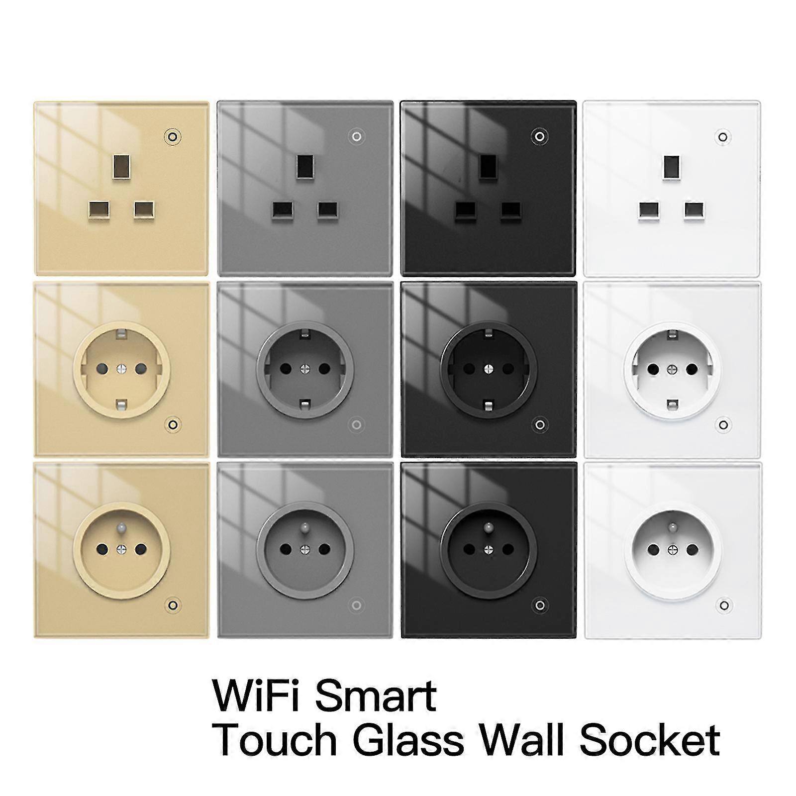 Wall Socket Glass Panel App Control Eu/uk/fr Outlet Power Monitor Voice ...