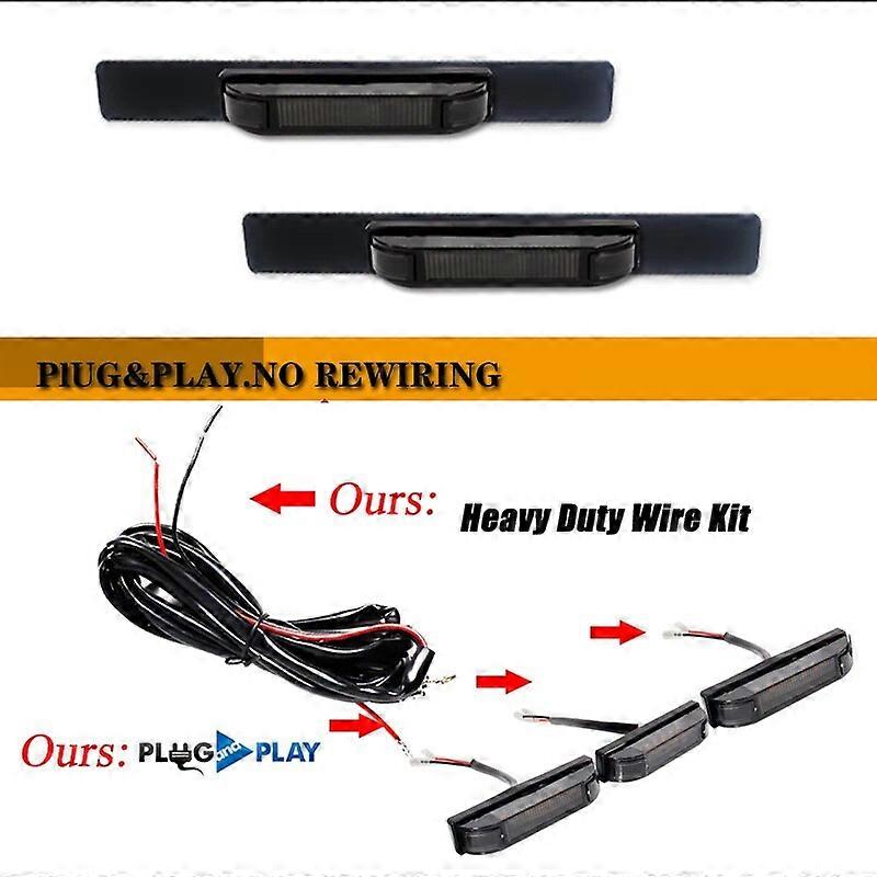 3pc Full LED Center Grille Running/Position Lights w/Mounting Brackets ...