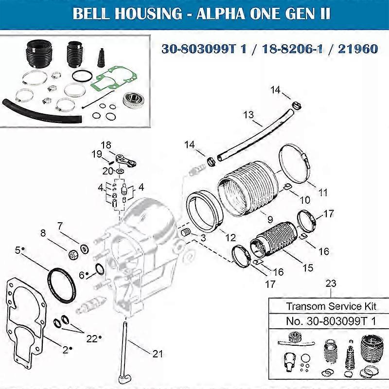 30-803099T1 Transom Bellows Repair Kit with Exhaust Bellows for ...