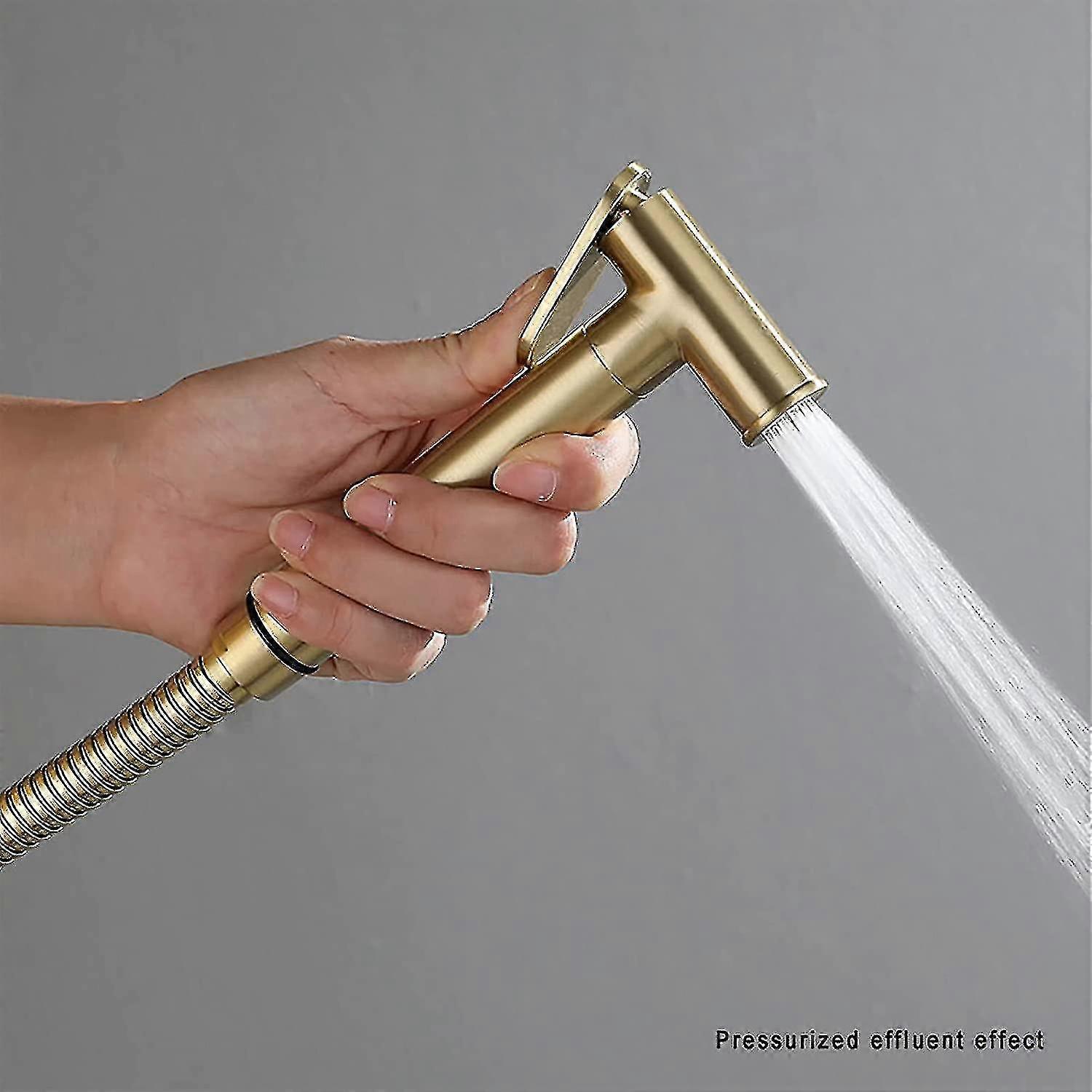 Hand Held Bidet Sprayer For Toilet, Brushed Gold Brass Toilet Spray Kit ...