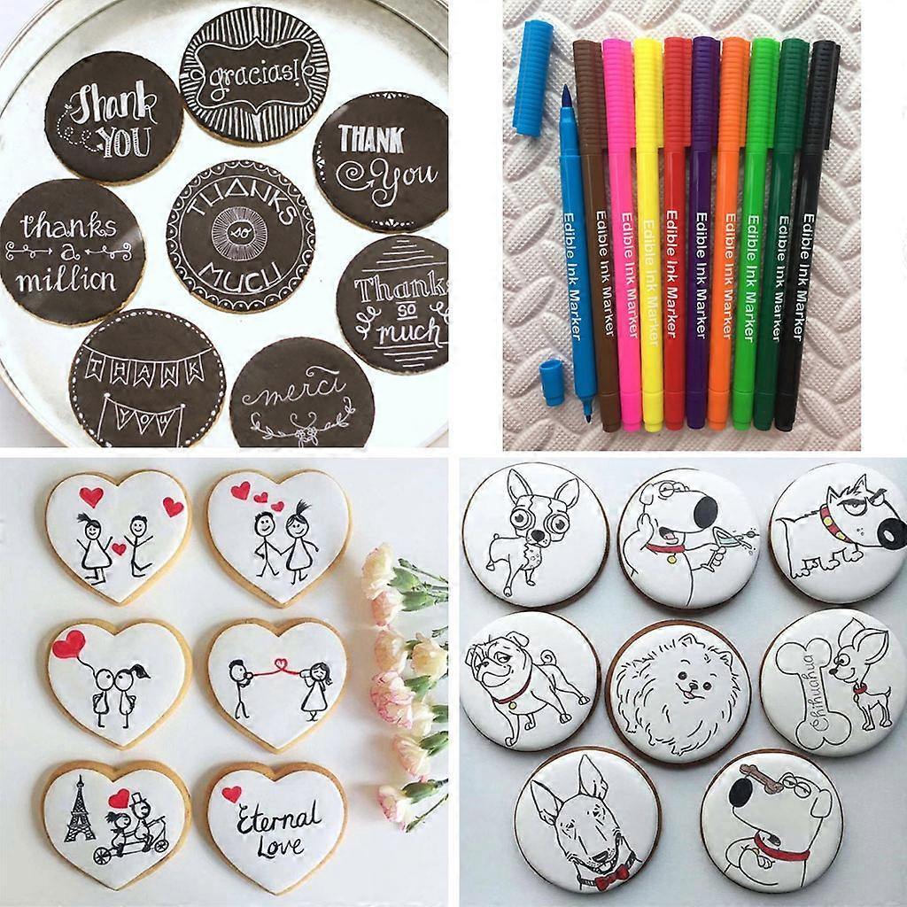 10 Colors Edible Ink Markers for Cookies Epoxy Resin Design Food ...