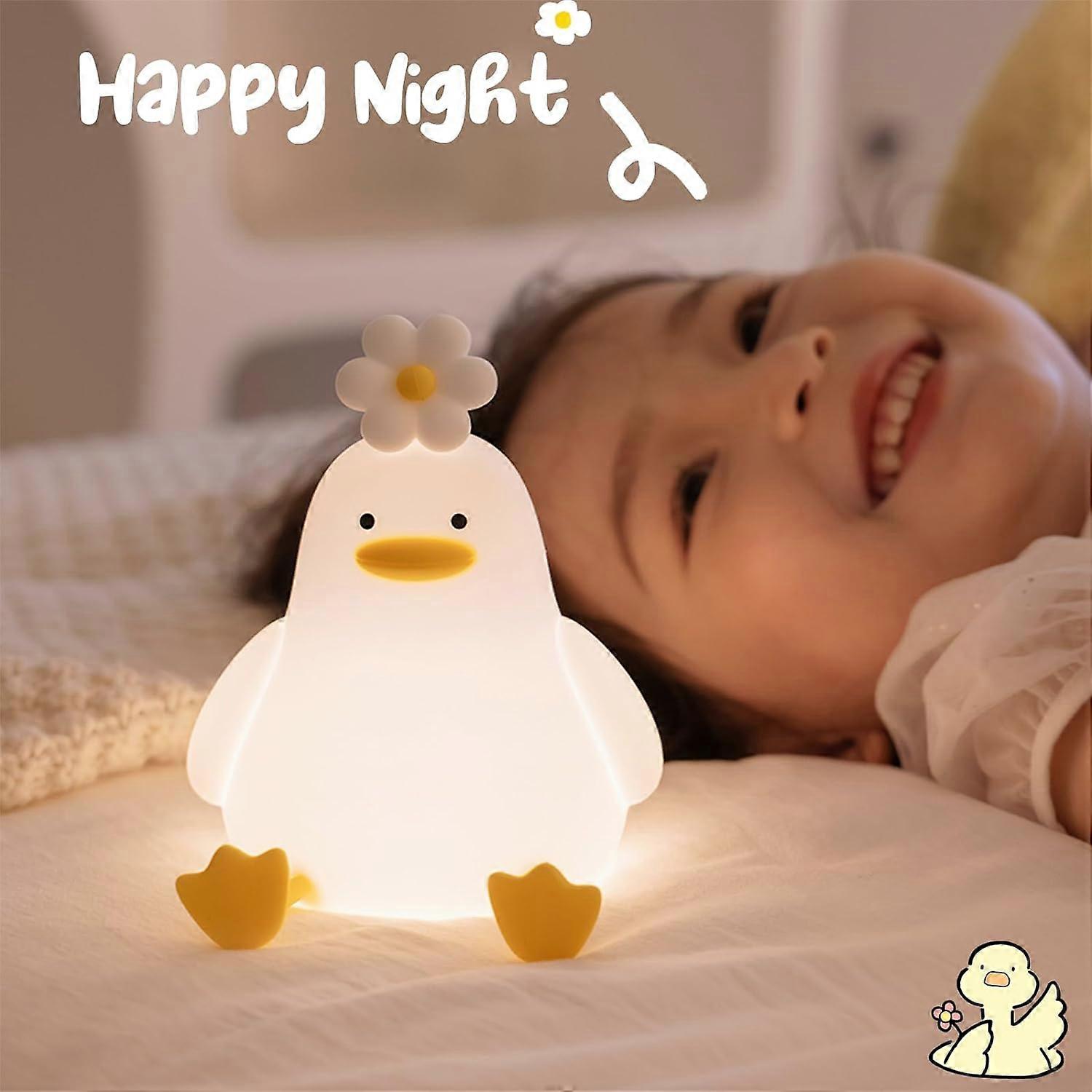 Children's flower duck night light, 3-color silicone children's room ...