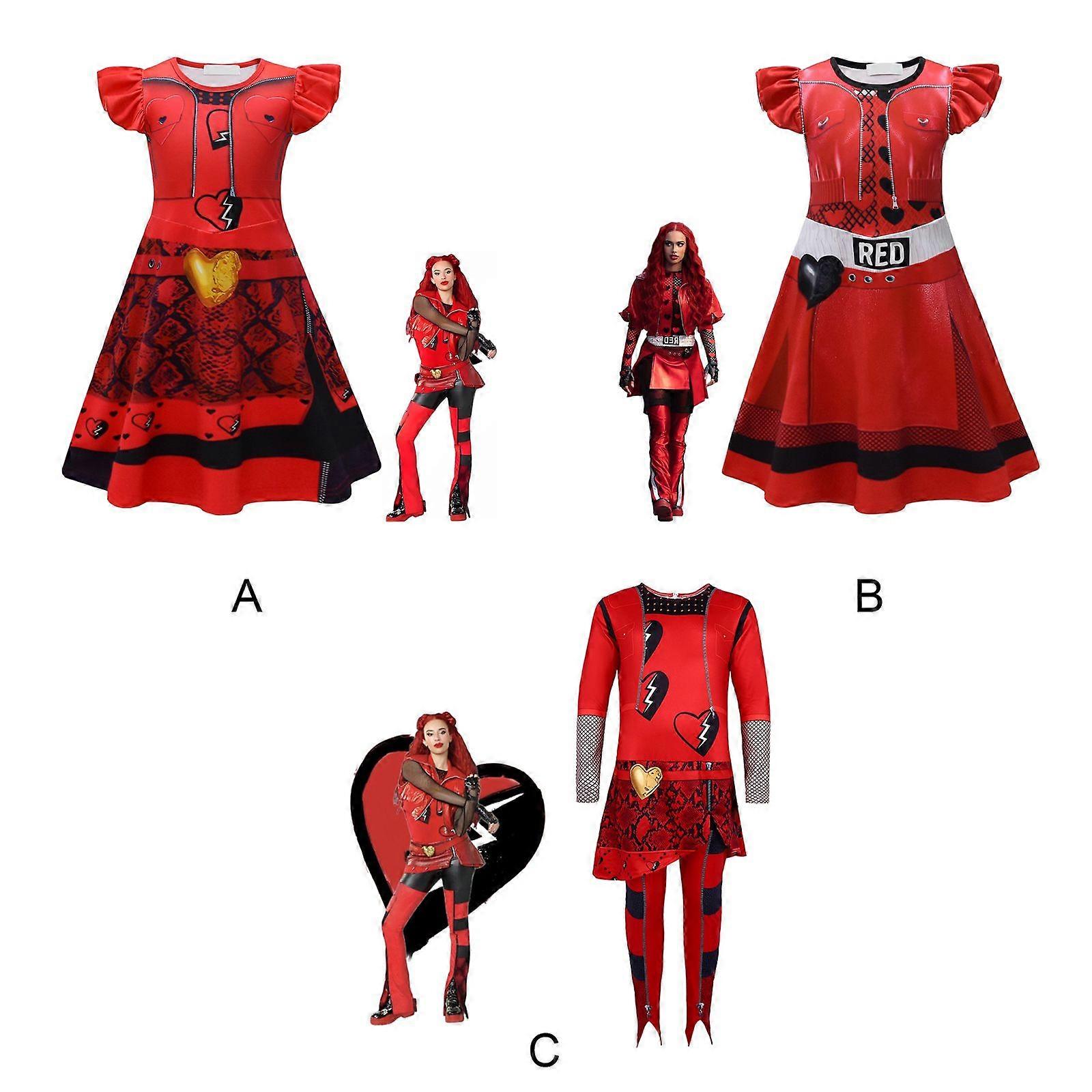 Descendants 4 The Rise of Red Cosplay Dress Red Costume Girls Red Dress ...