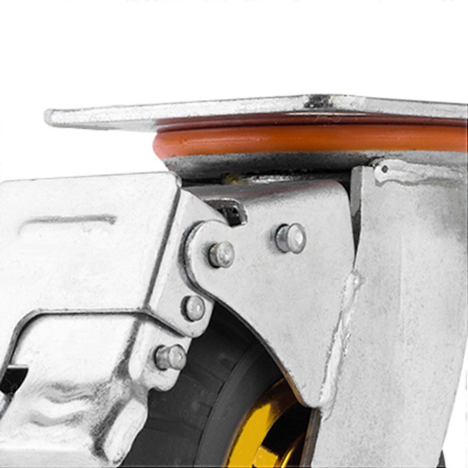 3 Inch Universal Caster with Brake Heavy Duty Industrial Silent Rubber ...