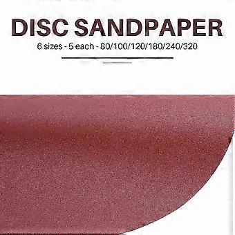 30pcs/set 5inch 125mm Round sandpaper Disk Sand Sheets Grit 80/100/120 ...