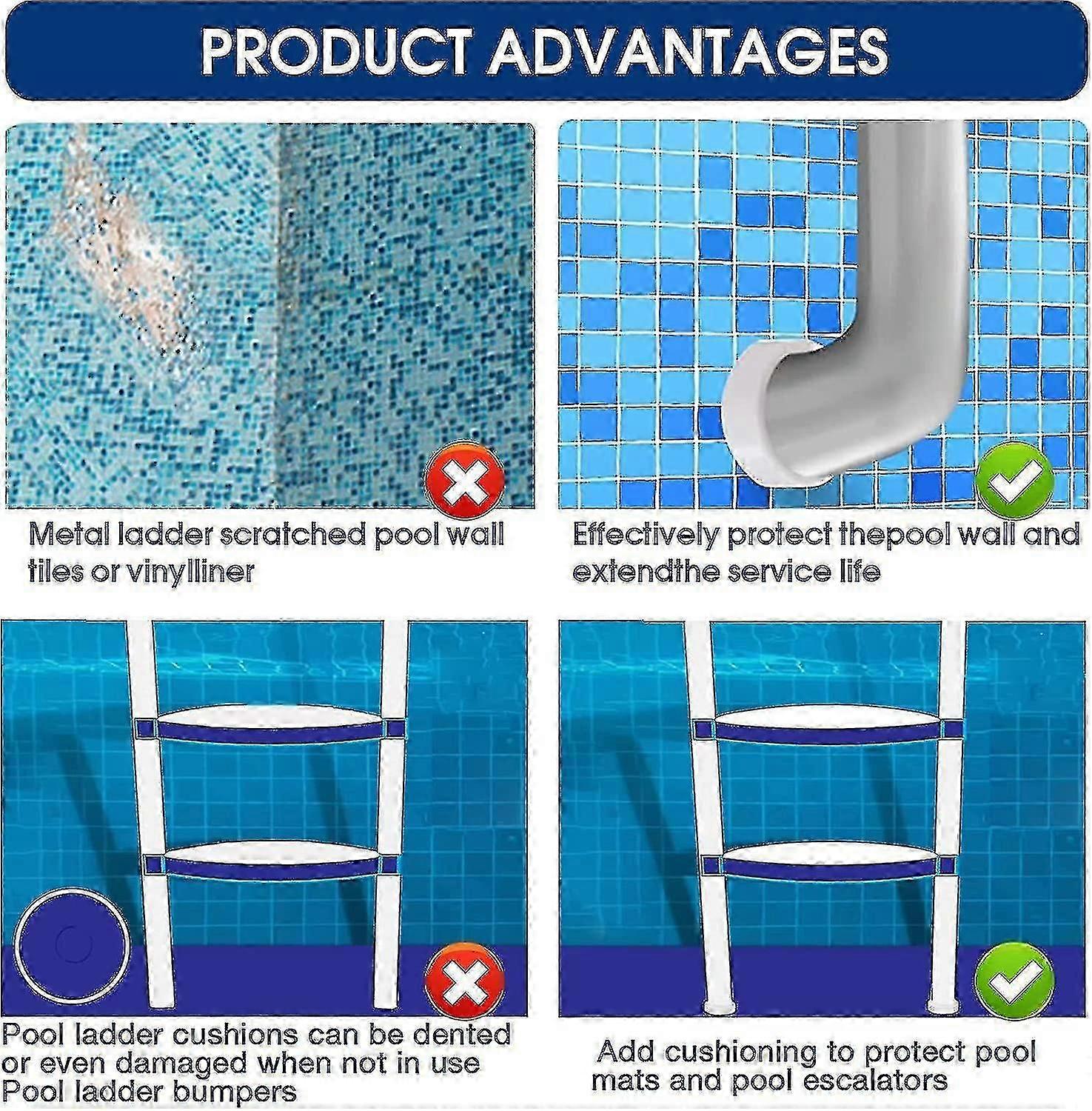 2pcs Pool Ladder Bumpers For Inground Pool, White Rubber Inground Pool ...