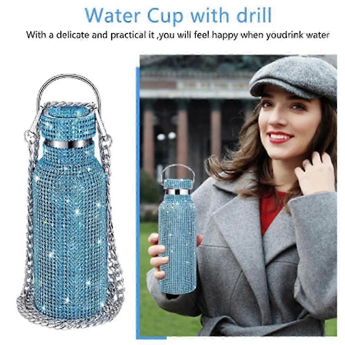 Diamond Stainless Steel Water Bottle Portable Glitter Rhinestone Water ...