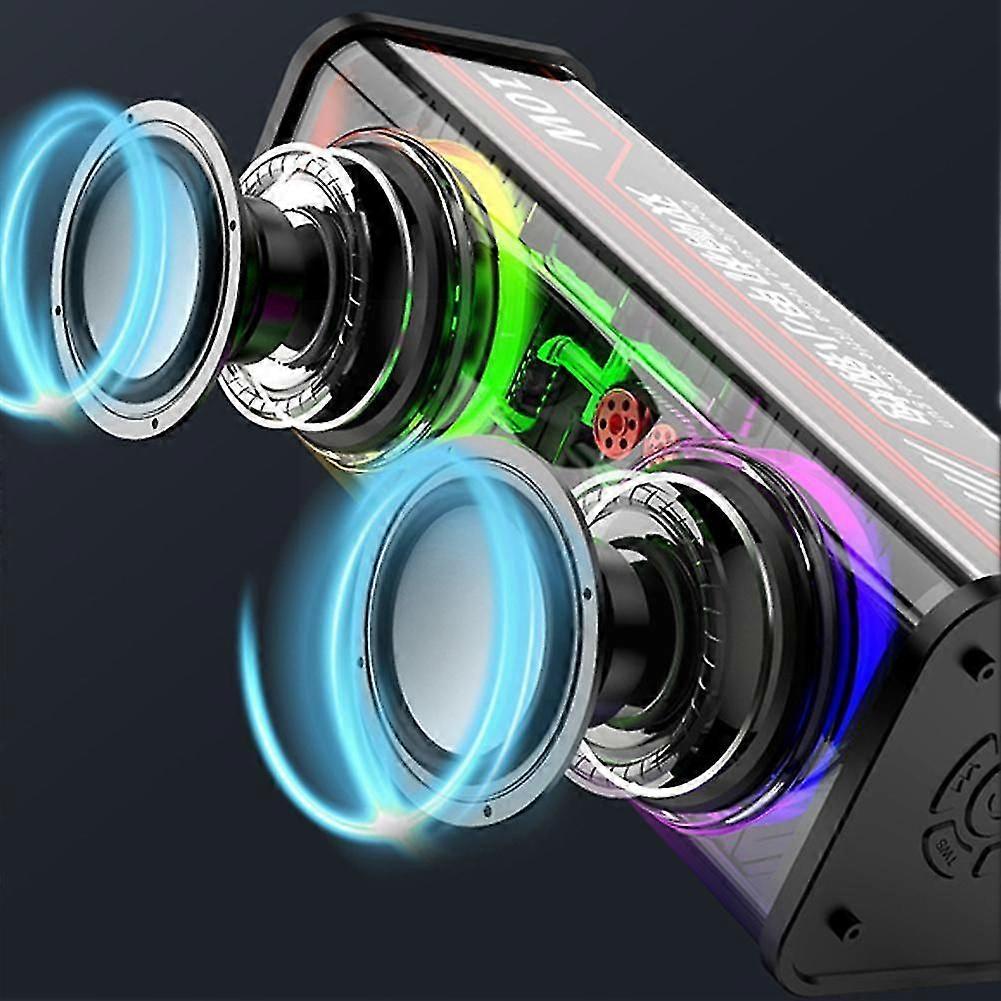 V8 Dual-tone Transparent Mech Speaker Rgb Light Bluetooth Portable ...