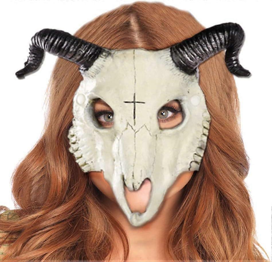 Sheep Skull Mask with Goat Horns for Adults, Scary Halloween Party ...