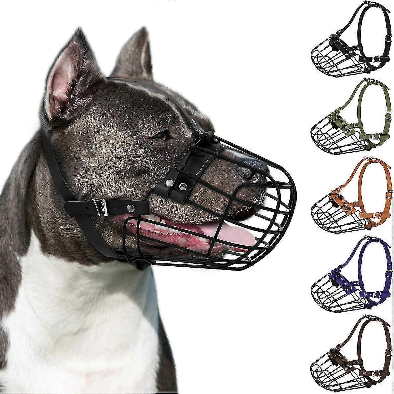 Breathable Metal Basket Muzzle for Pitbull, Amstaff, Staffordshire ...