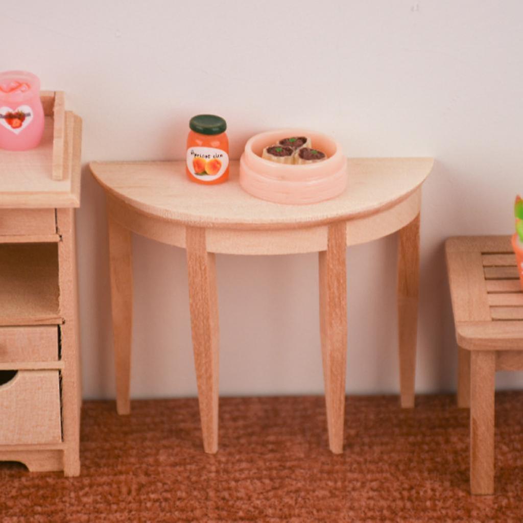 2x1/12 Scale Semicircle Table Dollhouse Miniatures Furniture Model ...