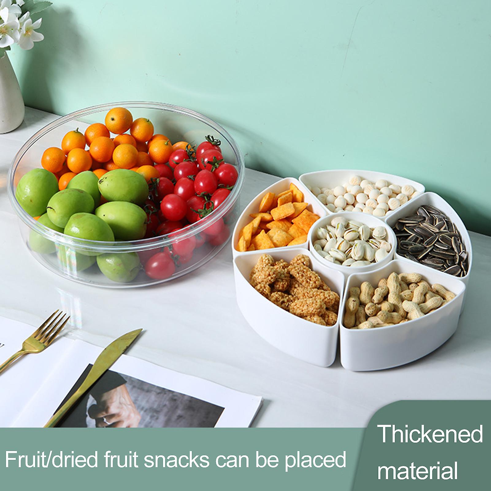 Veggie Tray with Lid 4/6 Compartments Divided Snack Box Container Party ...