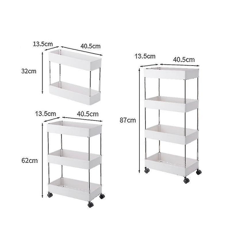 2/3/4 Tier Slim Storage Cart Mobile Shelving Unit Organizer Slide Out ...