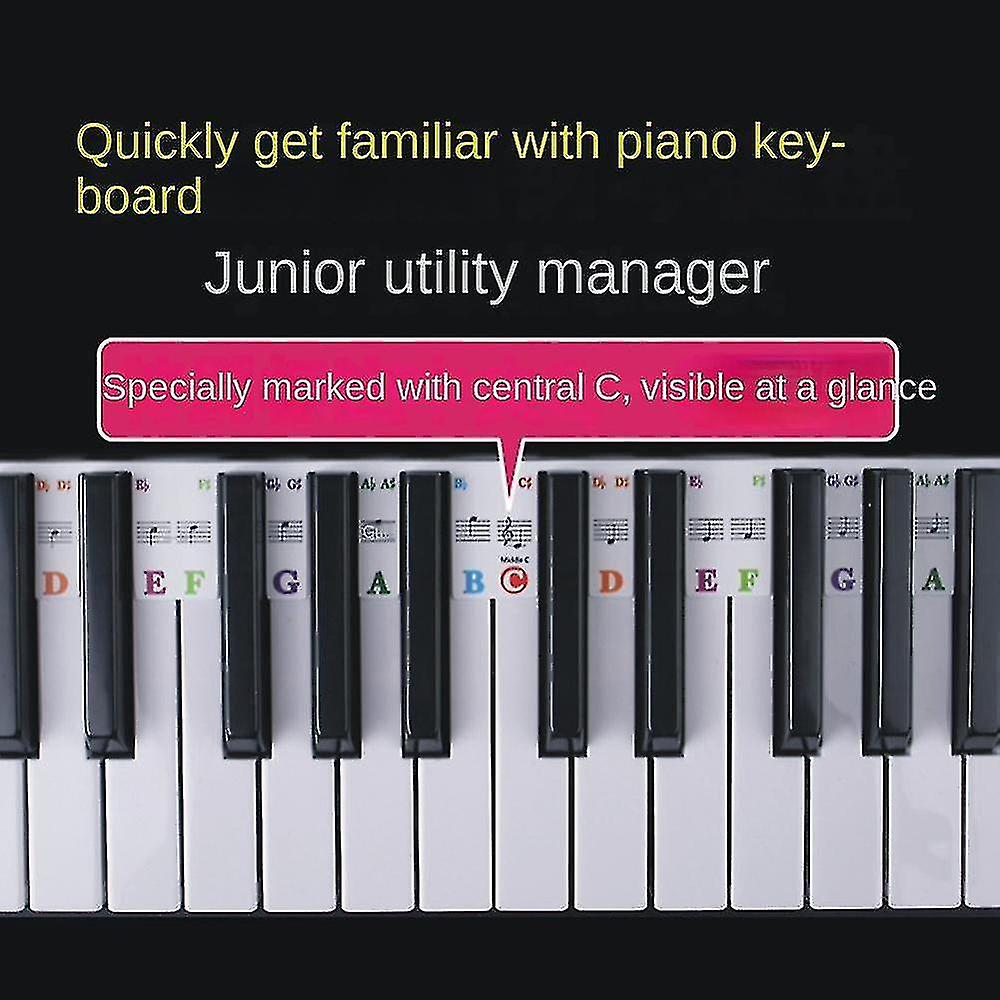 Piano Keyboard Stickers Grand/electric Piano 61 Keys Stave Notation ...