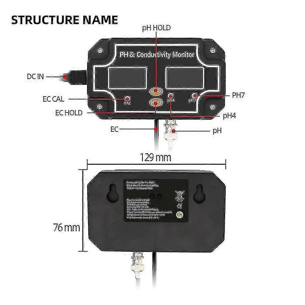 2 In 1 Digital Ph Ec Meter Water Quality Tester Ph/ec-2681 Professional ...