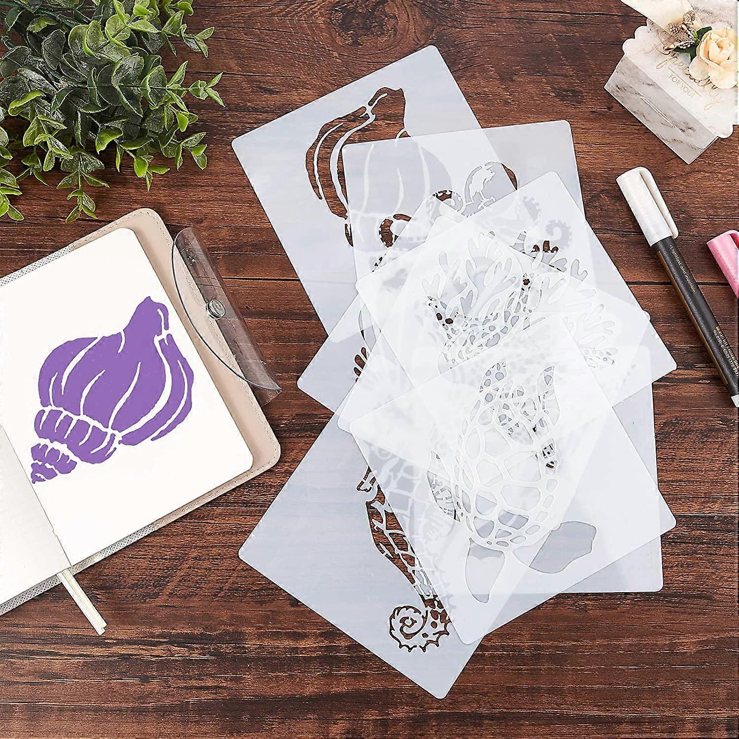 8 Mixed Sea Animals Stencils Set 5.1x5.1 Ocean Creatures Painting ...