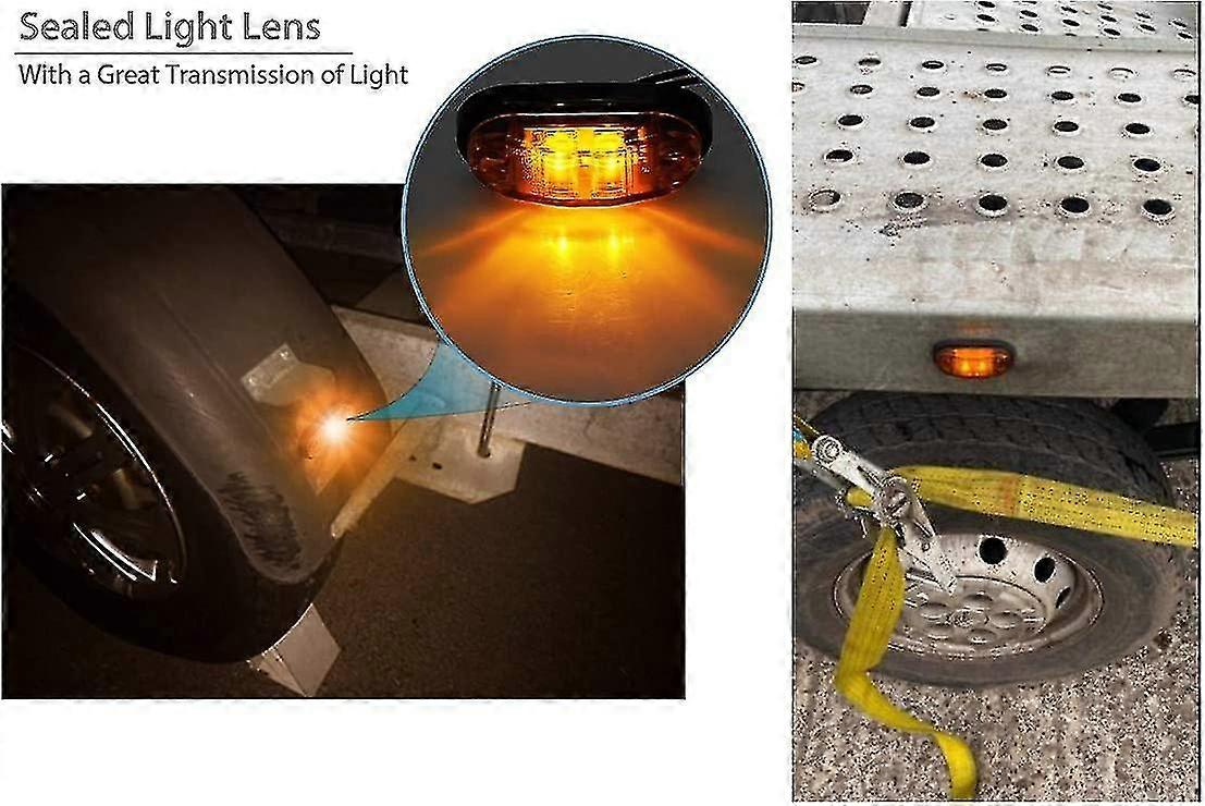 6 X Orange Amber Led Side Marker Lights 12v 24v, Front Indicator Light ...