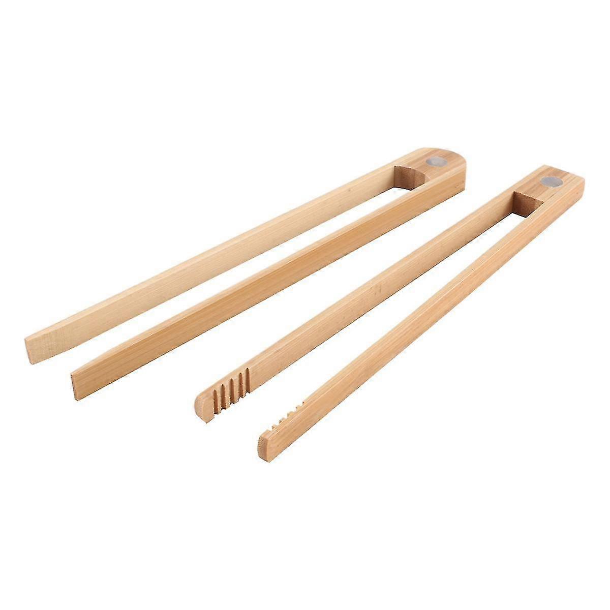 2 Pieces Magnetic Bamboo Toaster Tongs 8.7 Inch Wooden Kitchen Toast ...