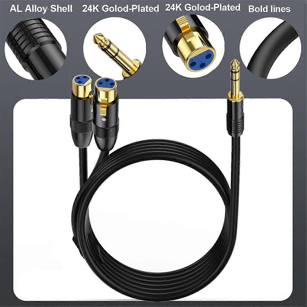Dual Female XLR to 1/4 Inch TRS Stereo Male Plug Y-Splitter Cable 2-XLR ...