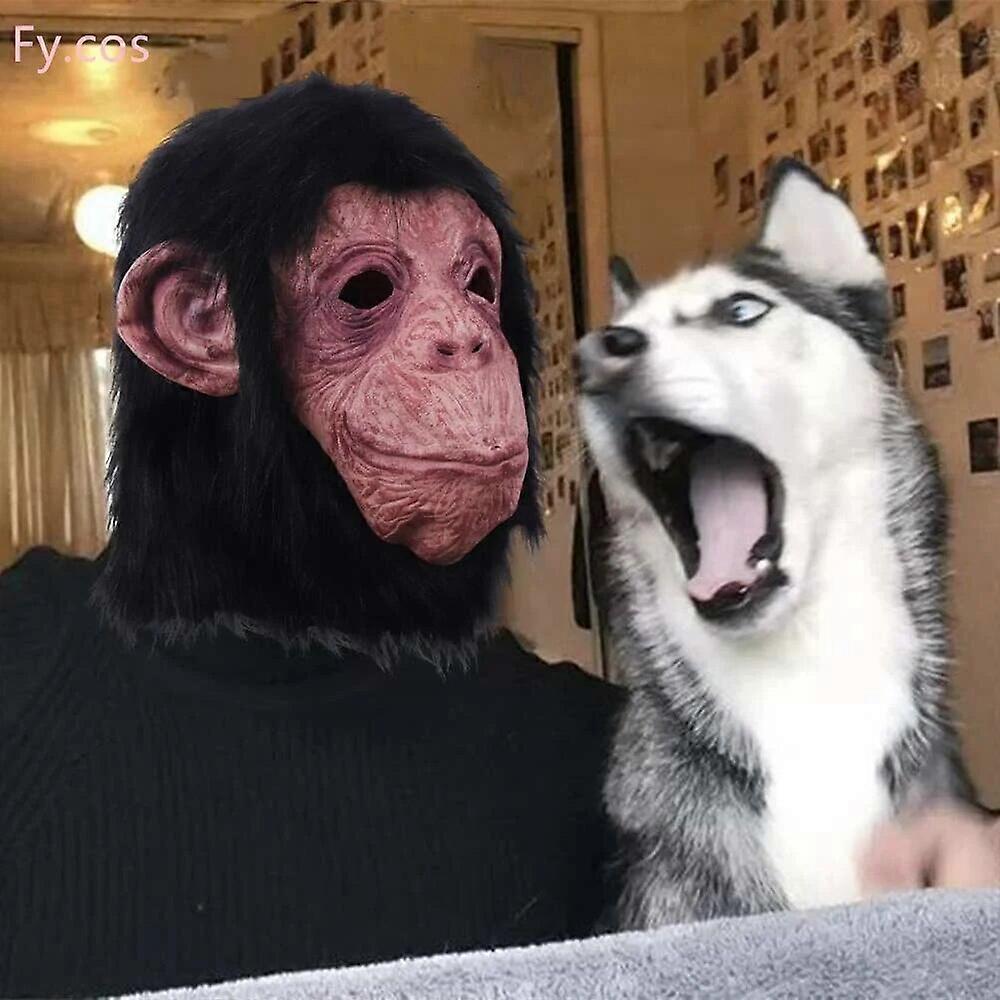 Monkey Full Face Mask Animal Latex Head Carnival Party Cosplay Helmet ...